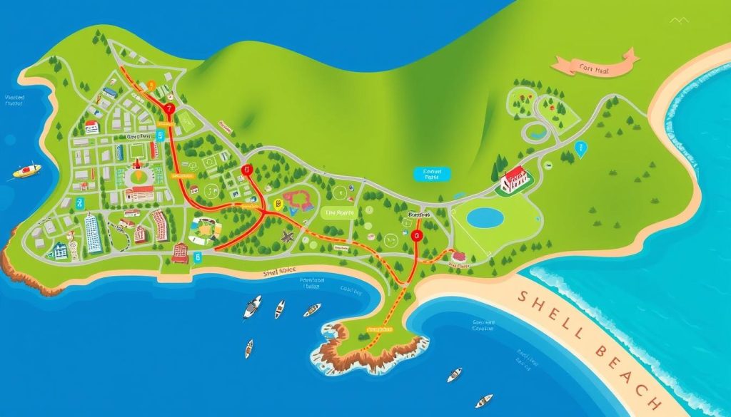 Your Route To Shell Beach From Downtown